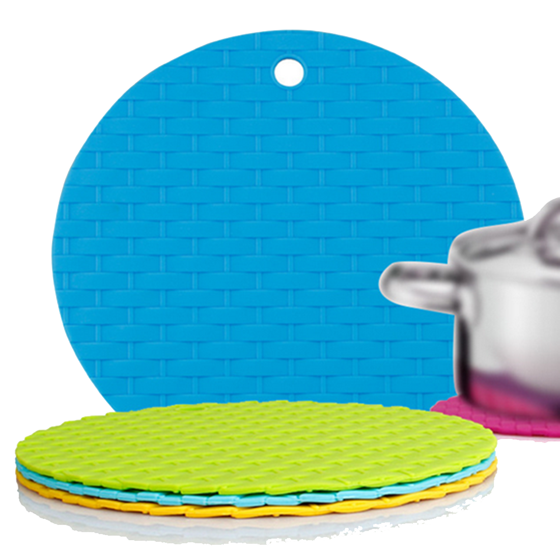 Silicone Round Knit Cup Hot Pad 6 x 4 Pcs Set | Accurate Rubber Corporation
